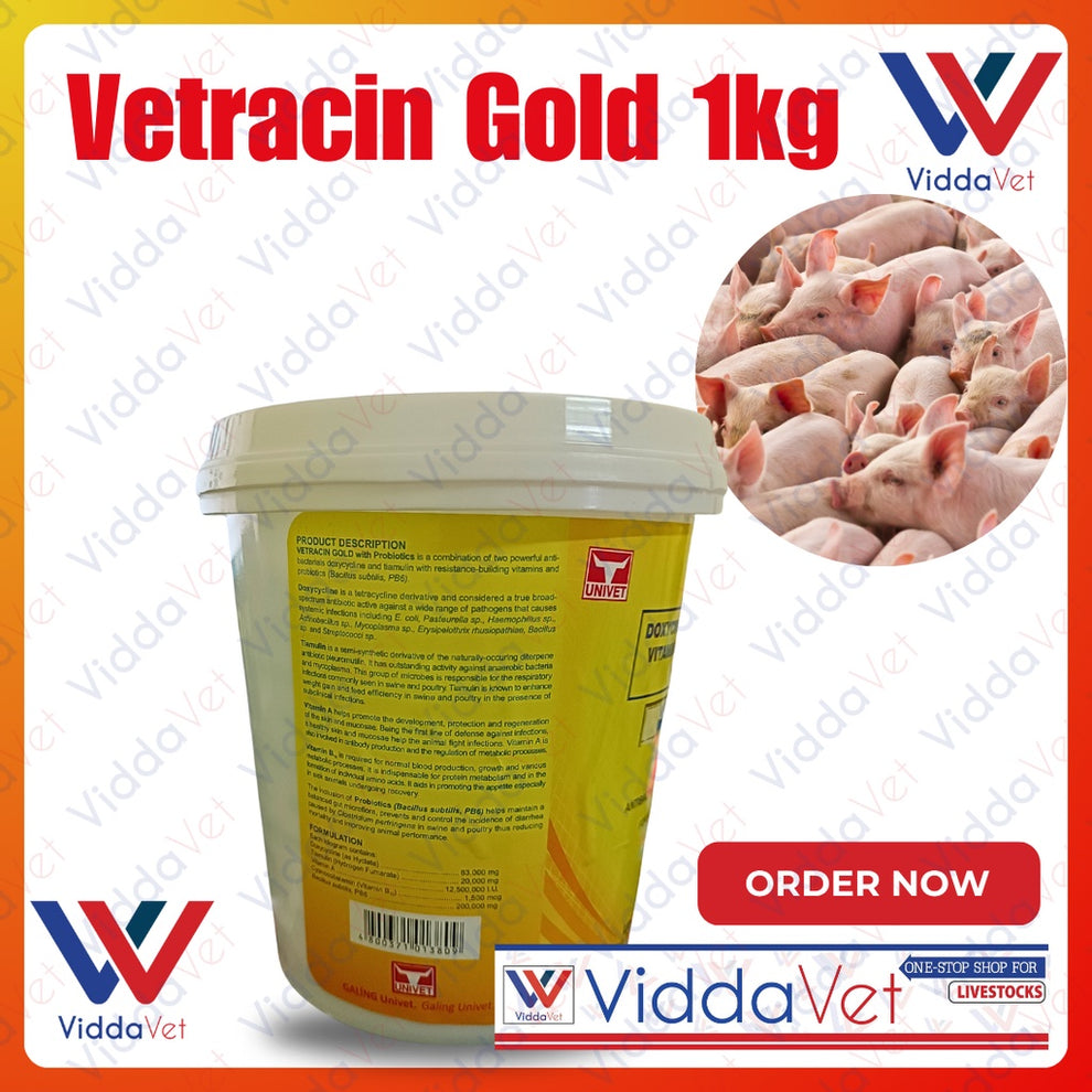 Vetracin Gold 1KG Soluble Powder - Antibiotic with Probiotics for Swine ...
